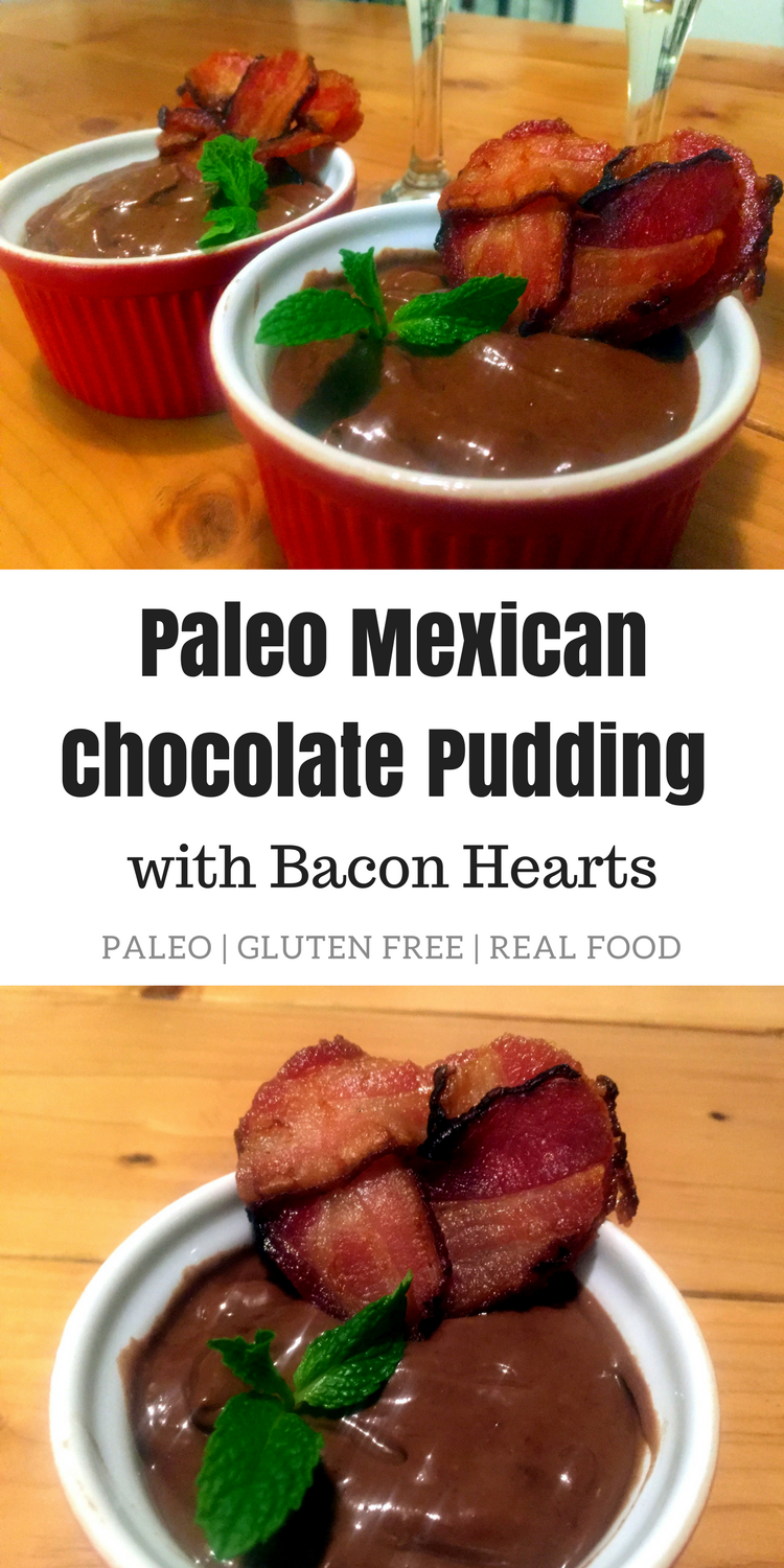 Mexican Chocolate Pudding with Bacon Hearts • Oh Snap! Let's Eat!
