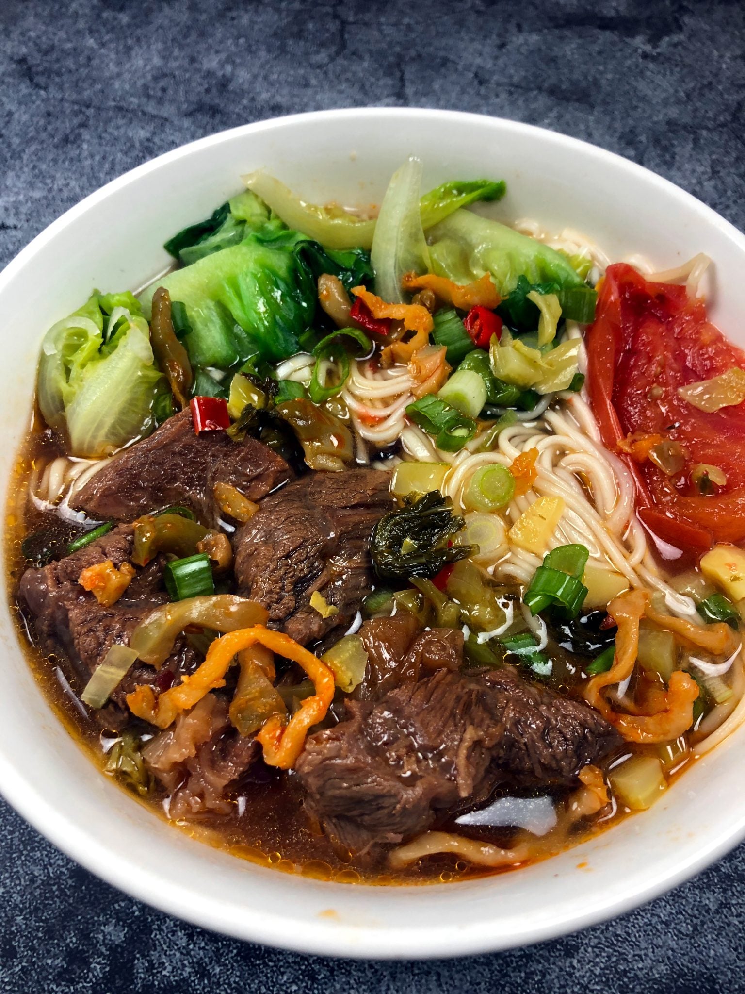 Taiwanese Beef Noodle Soup (Hong Shao Niu Rou Mian)