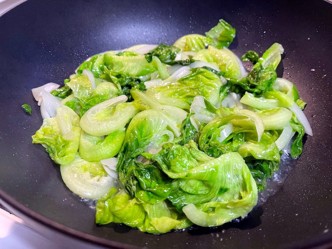 Lettuce Stir Fry with Onions • Oh Snap! Let's Eat!