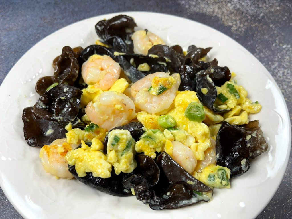 Wood Ear Mushroom Stir Fry with Shrimp and Eggs • Oh Snap! Let's Eat!