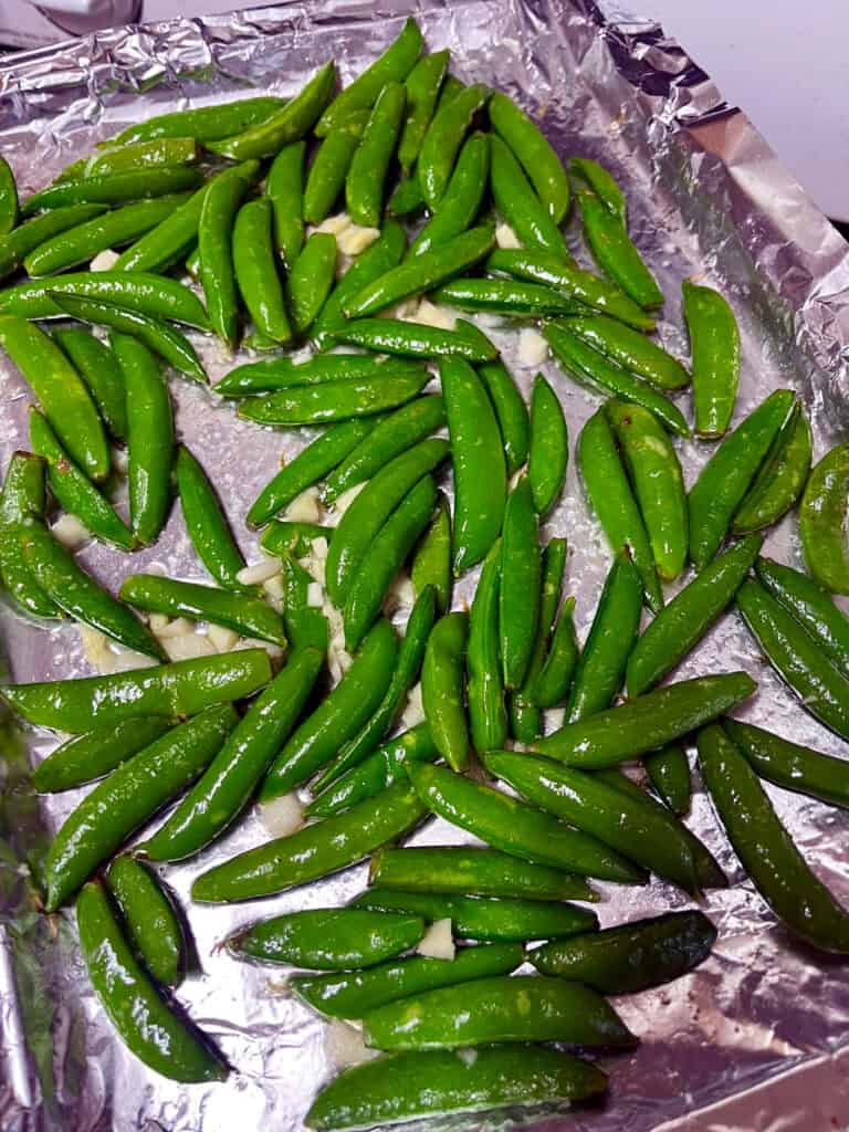 Oven Roasted Sugar Snap Peas with Garlic & Sesame • Oh Snap! Let's Eat!