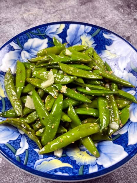 Oven Roasted Sugar Snap Peas with Garlic & Sesame • Oh Snap! Let's Eat!