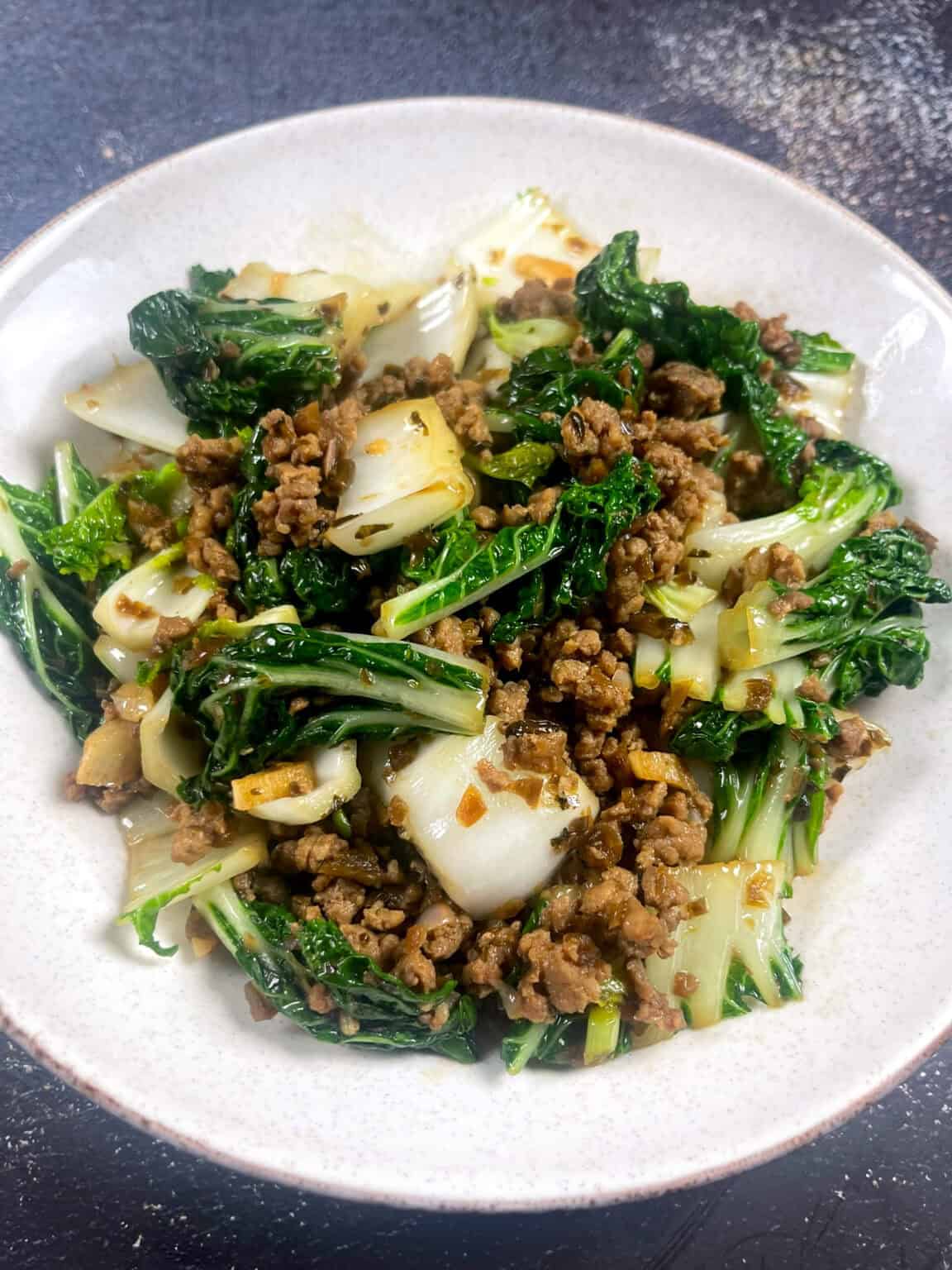 Ground Pork & Bok Choy Stir Fry • Oh Snap! Let's Eat!